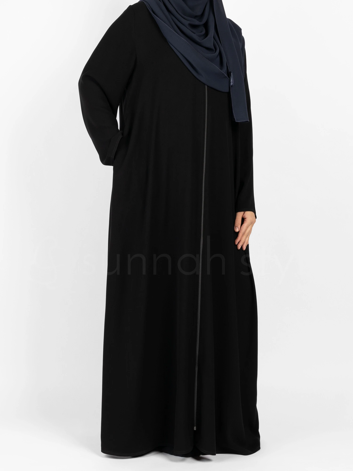 Essentials Full Zip Abaya (Black) - True Modesty